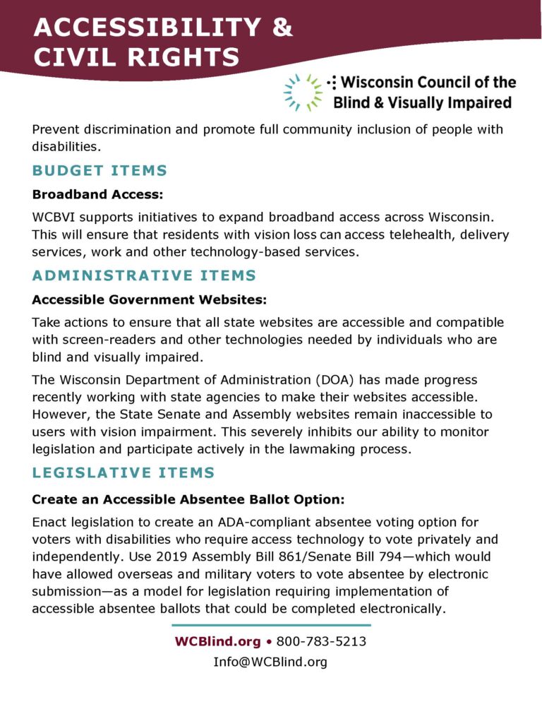 Advocacy - Wisconsin Council of the Blind & Visually Impaired