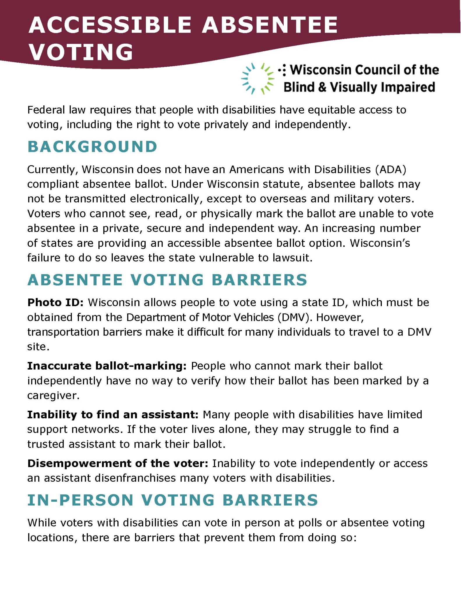 Advocacy - Wisconsin Council of the Blind & Visually Impaired